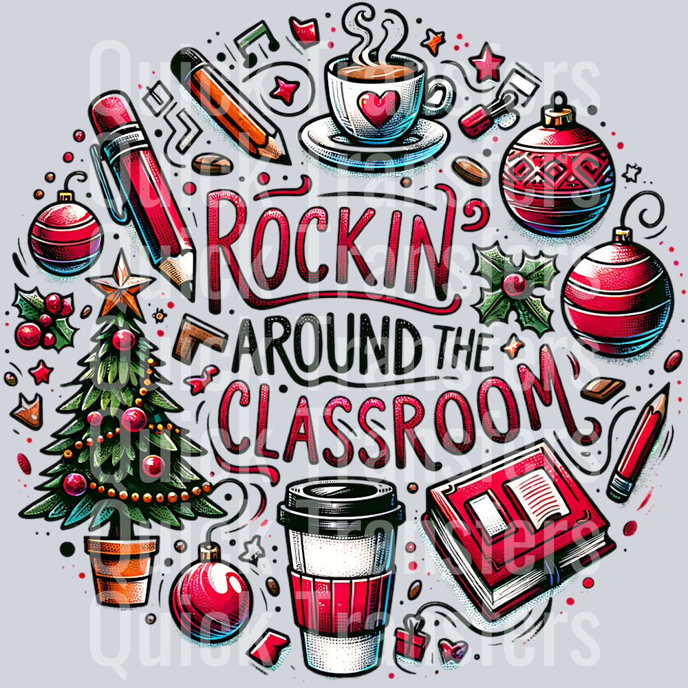 Whimsical Rockin Around The Classroom Christmas Transfer – Quick Transfers