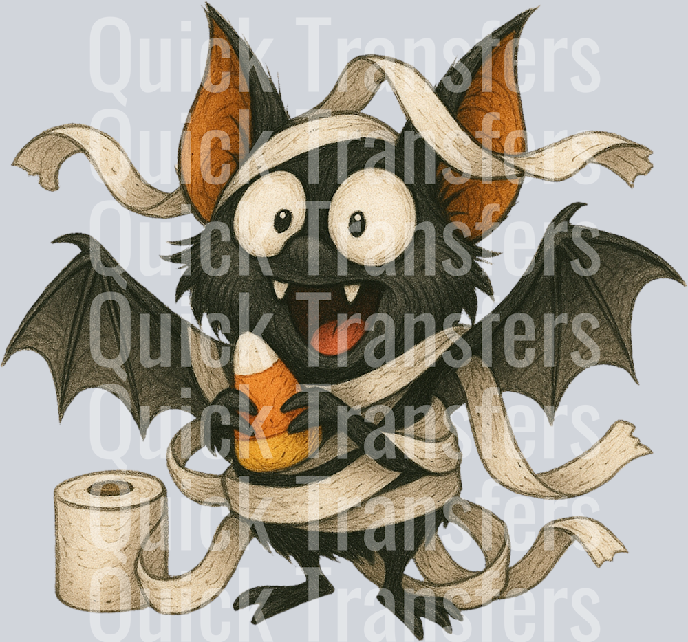 Spooky Halloween Mummy Bat Candy Corn Toilet Paper Transfer – Quick Transfers