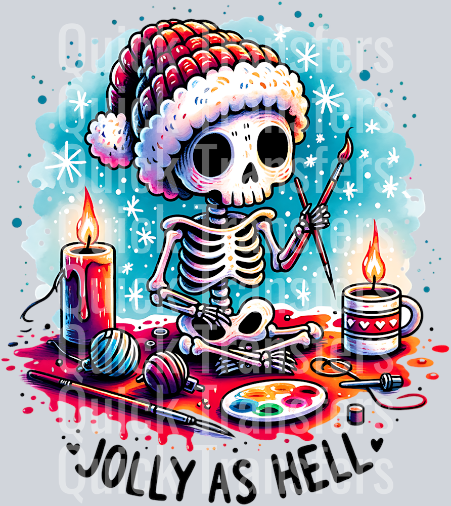 Jolly As Hell Santa Skeleton Christmas Art Transfer – Quick Transfers