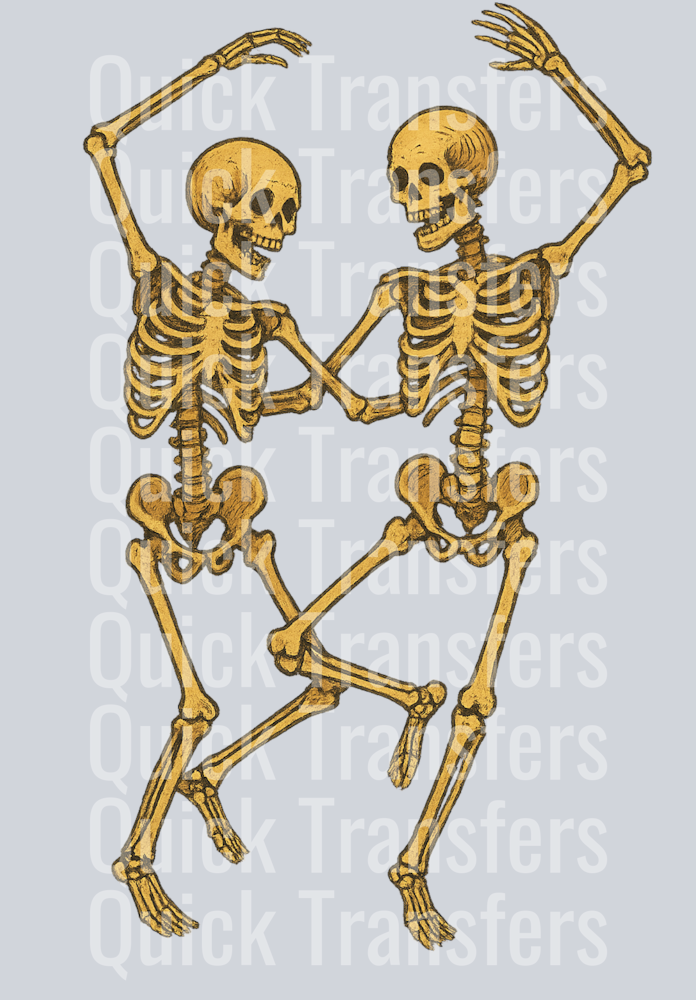 Spooky Vintage Dancing Skeleton Duo Halloween Transfer – Quick Transfers