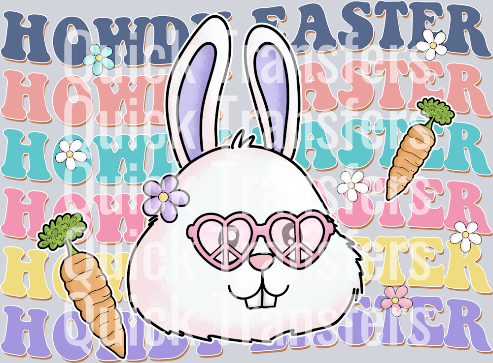 Retro Bunny Bliss Design - Ready To Press DTF Transfer – Quick Transfers
