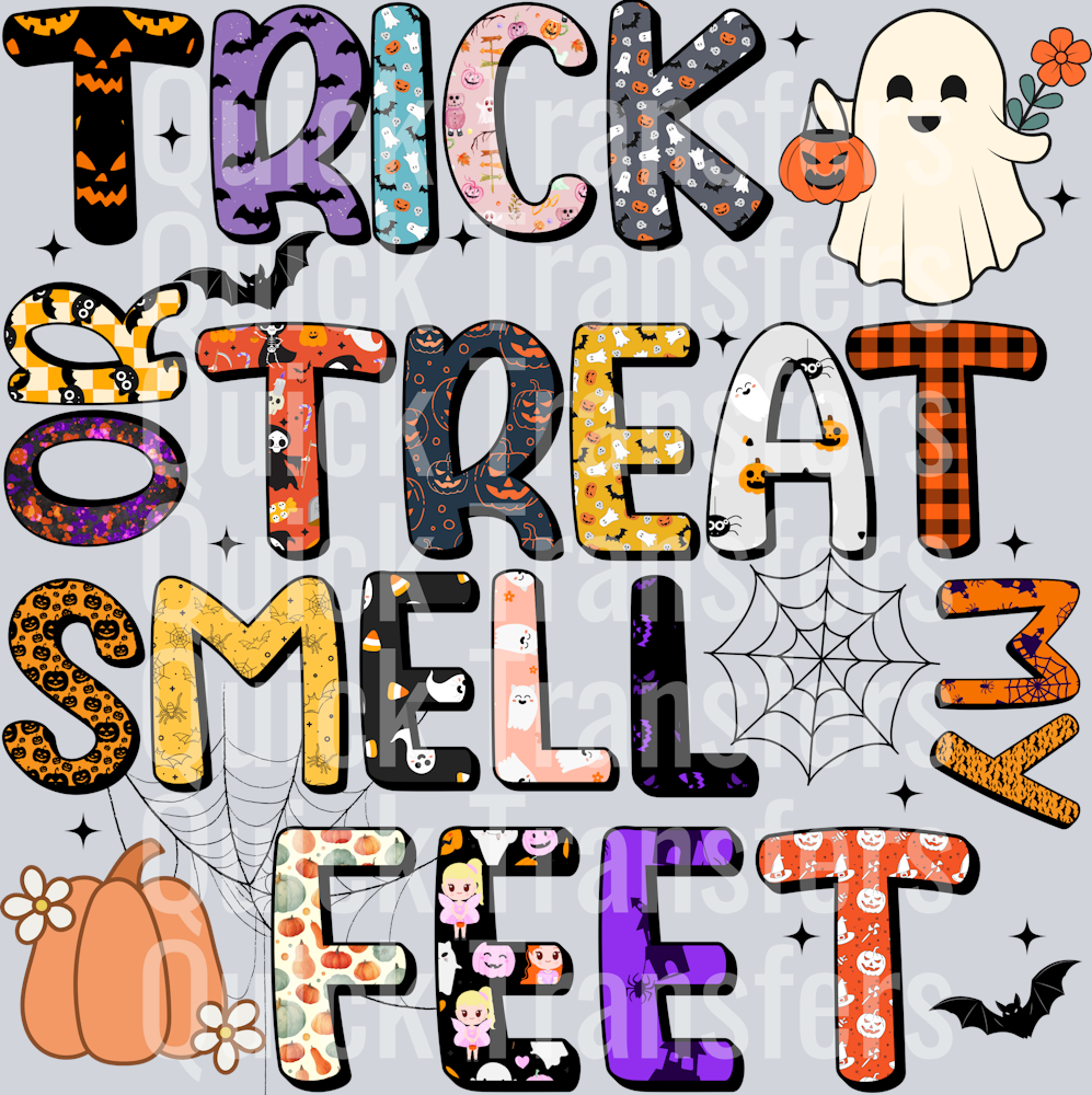 Spooky Cute Halloween Trick Or Treat Smell My Feet Transfer – Quick ...