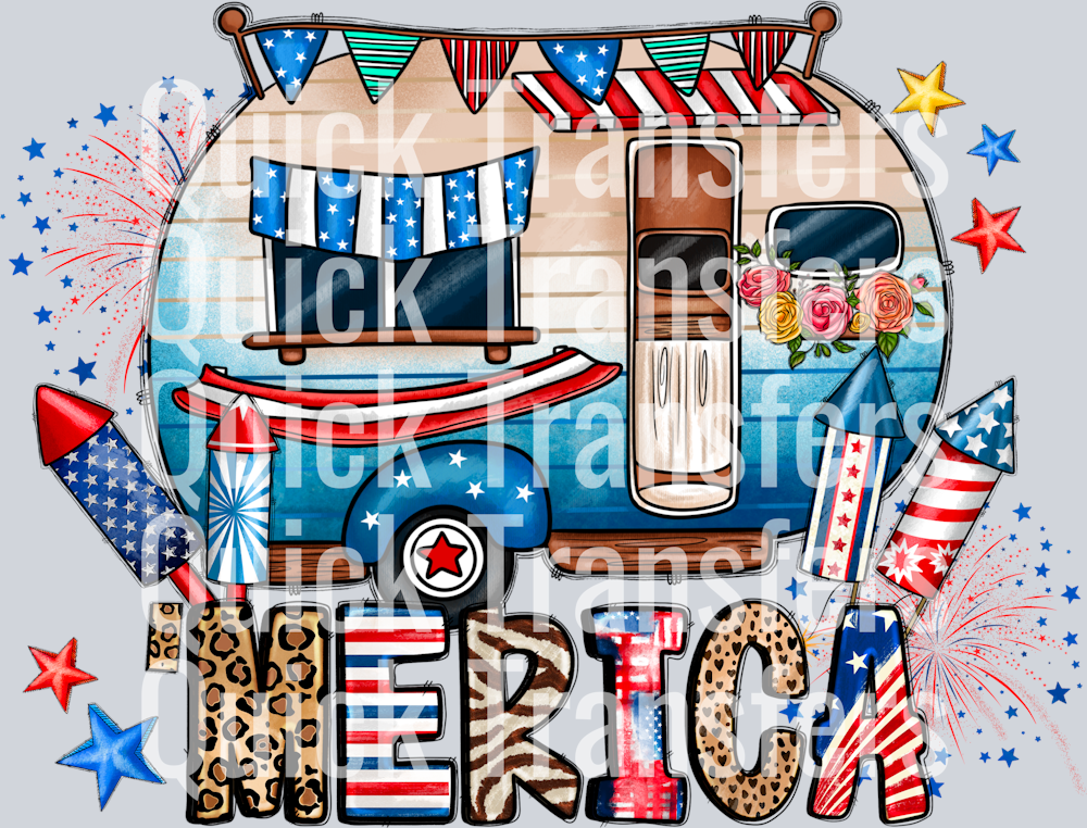 Adventure Awaits With Merica Camping Vibes DTF Transfer – Quick Transfers