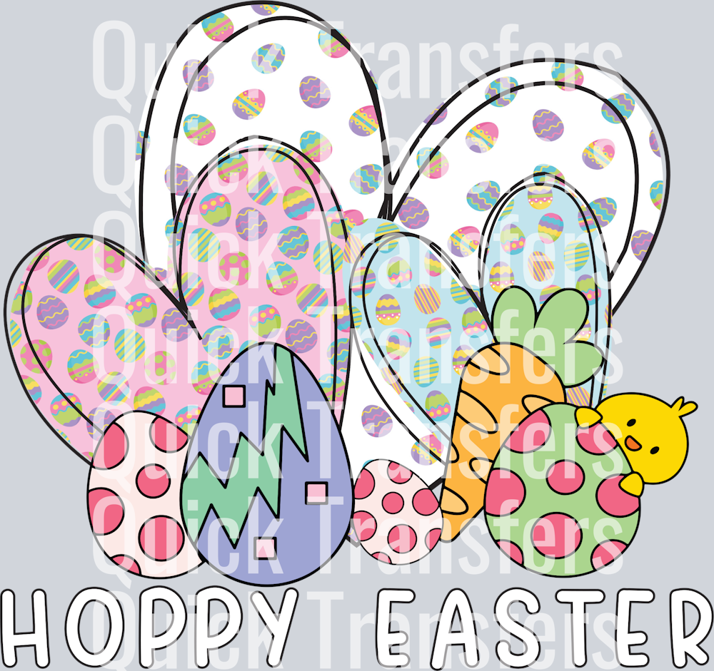 Vibrant Hoppy Easter Eggs With Chick And Carrot Transfer – Quick Transfers