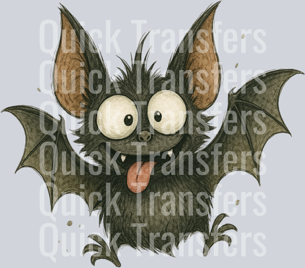 Adorable Cartoon Bat With Tongue Out Halloween Transfer – Quick Transfers