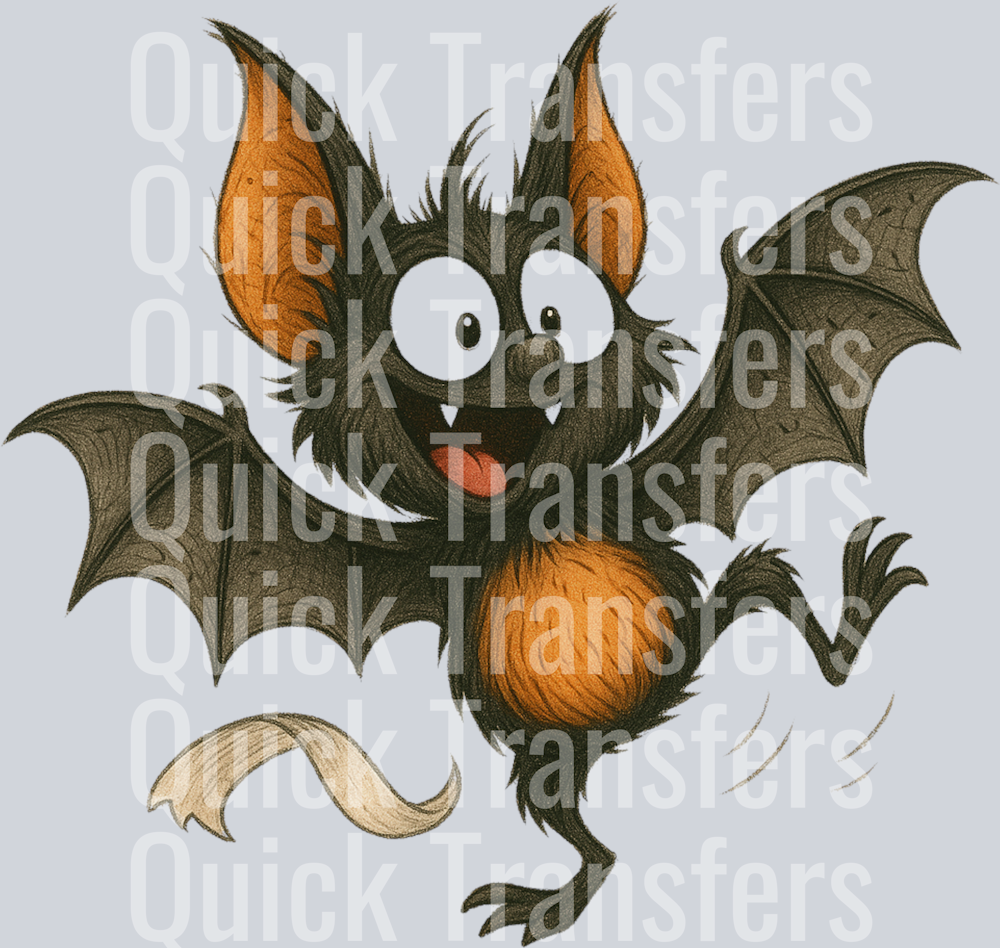 Playful Halloween Bat With Orange Belly Premium Transfer – Quick Transfers