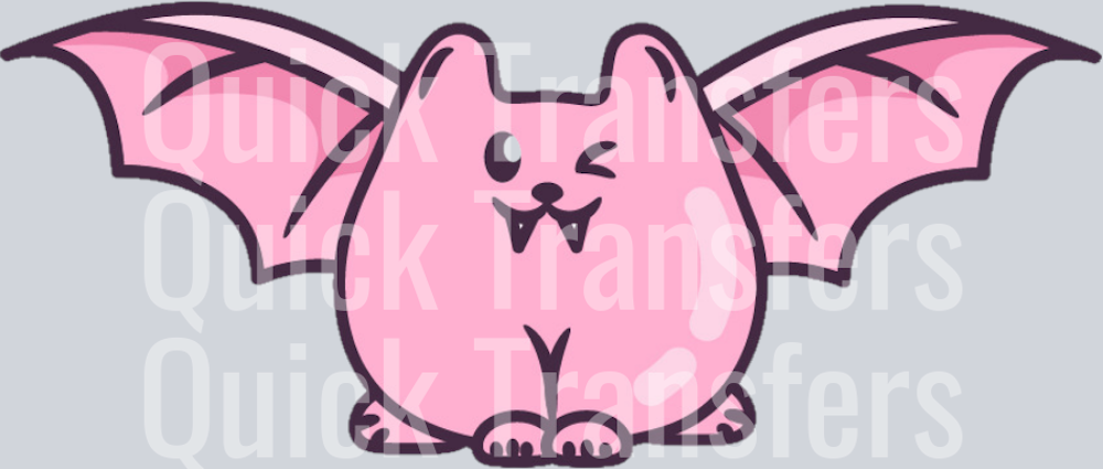 Adorable Pink Kawaii Bat Winking Graphic Decal Transfer – Quick Transfers