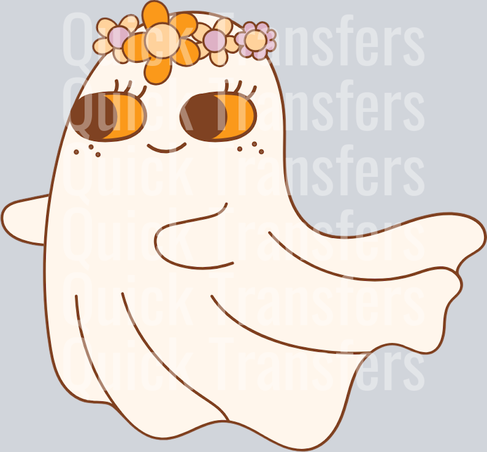 Adorable Floral Crown Ghost Halloween Graphic Transfer – Quick Transfers