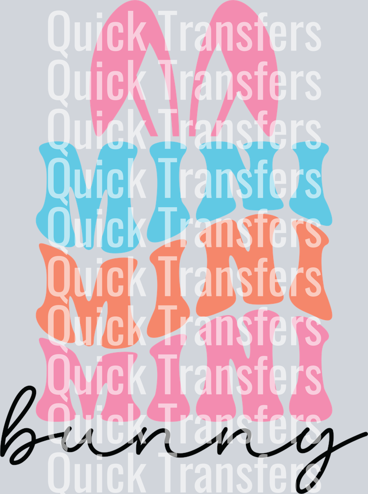Charming Pastel Mini Bunny Ears Script Design Transfer – Quick Transfers