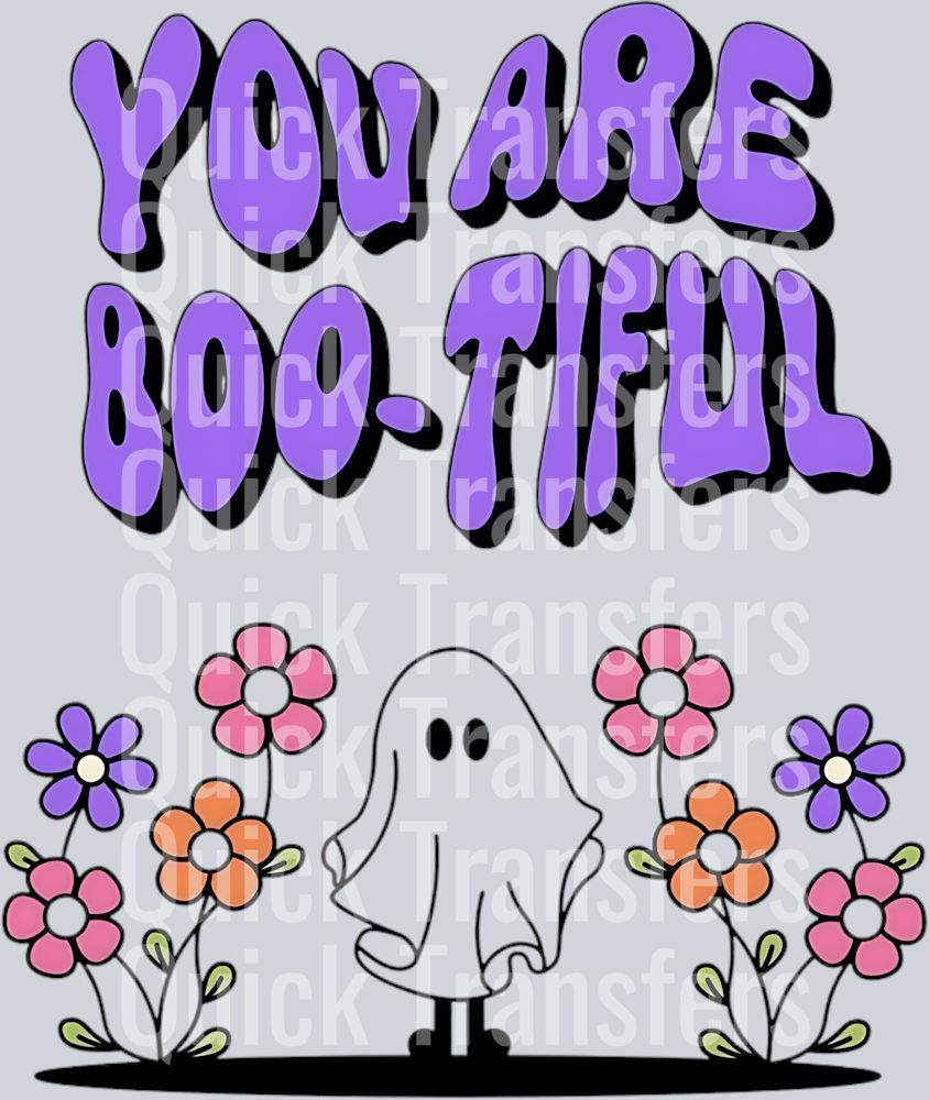 You Are Boo Tiful Ghost With Flowers Premium Transfer – Quick Transfers