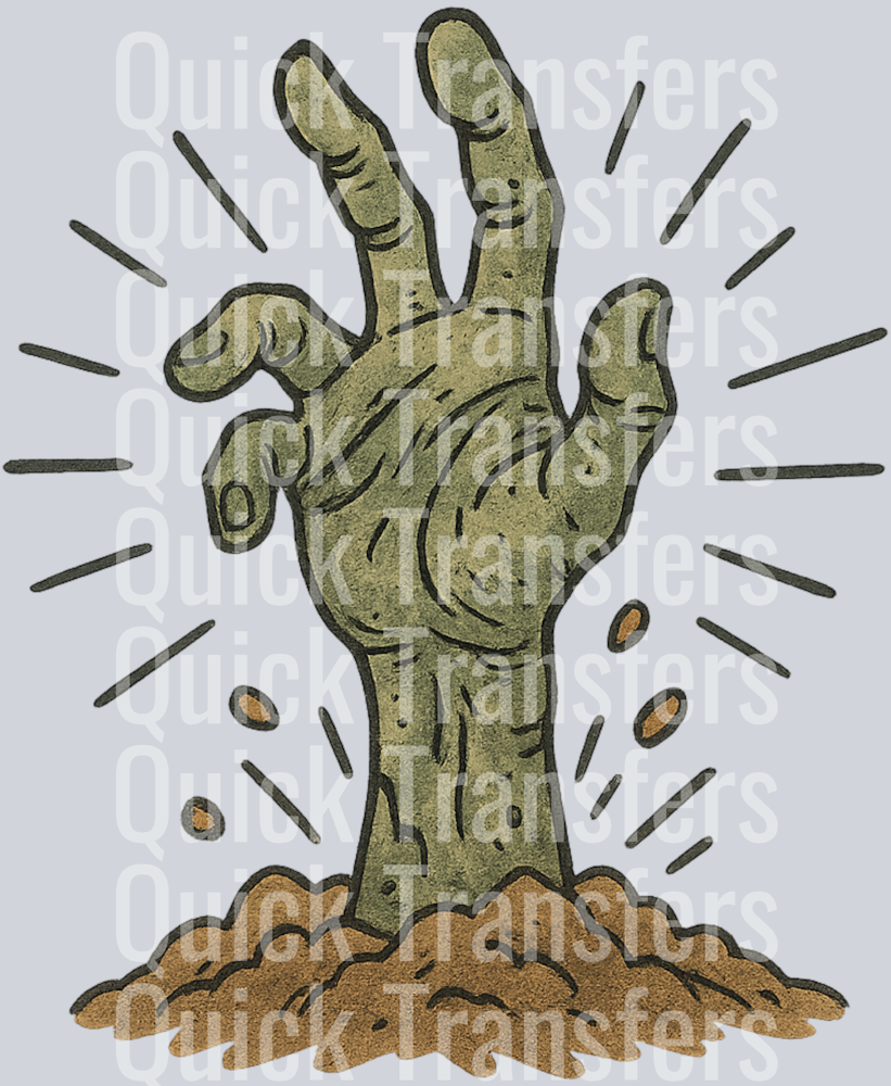 Spine Chilling Zombie Hand Bursting From Ground Transfer – Quick Transfers